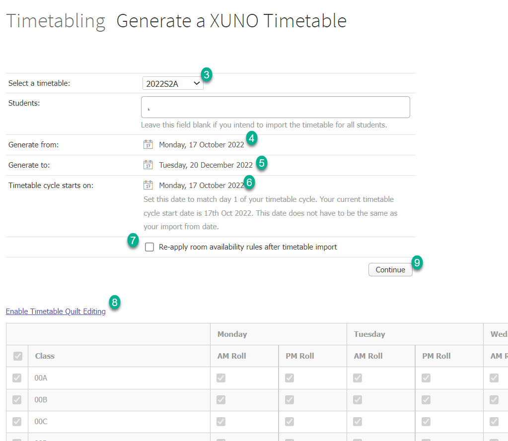 Adding new students to your XUNO Basic Timetable manually
